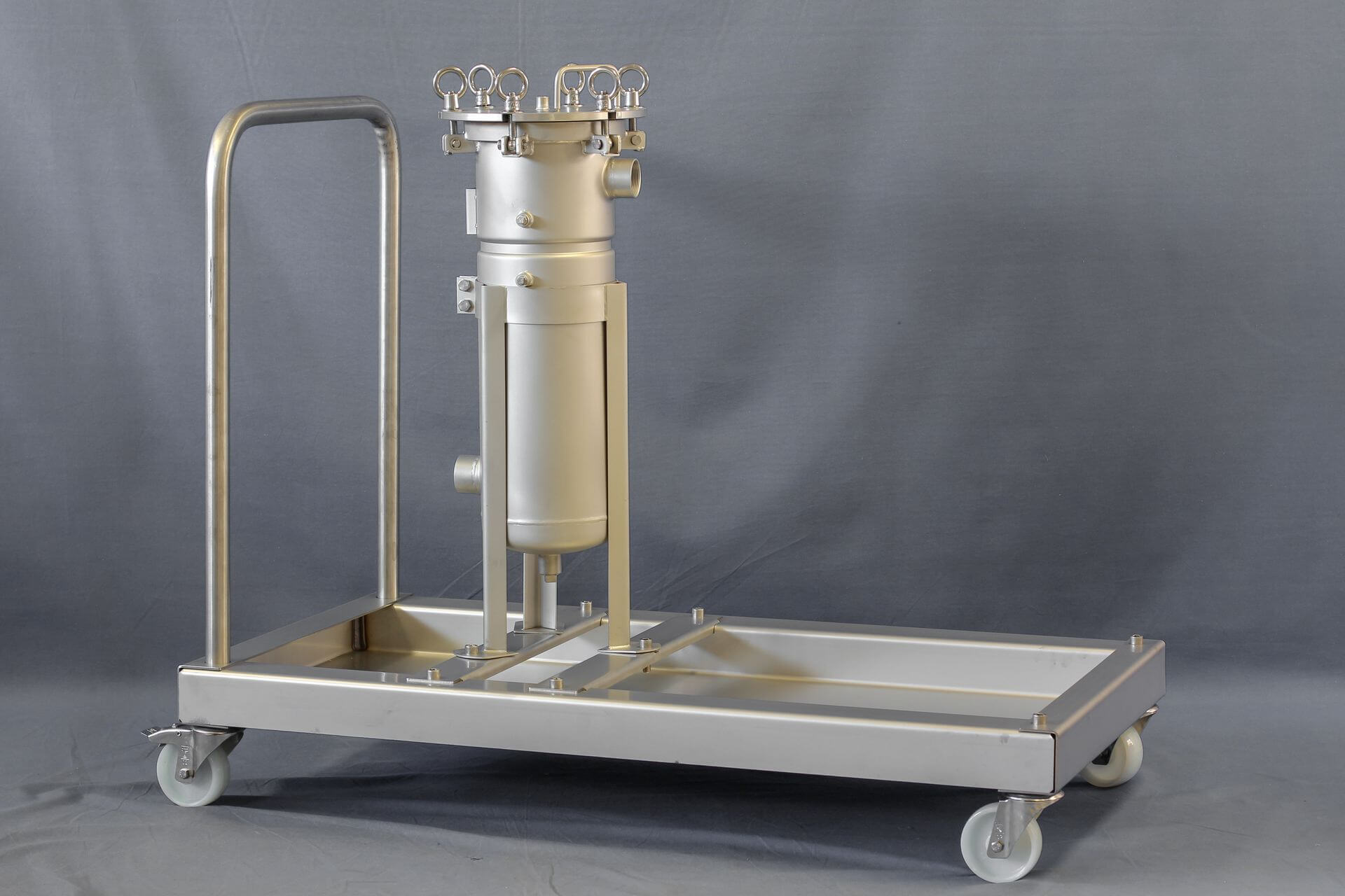 Filter skids for bag filter housings and self cleaning filters